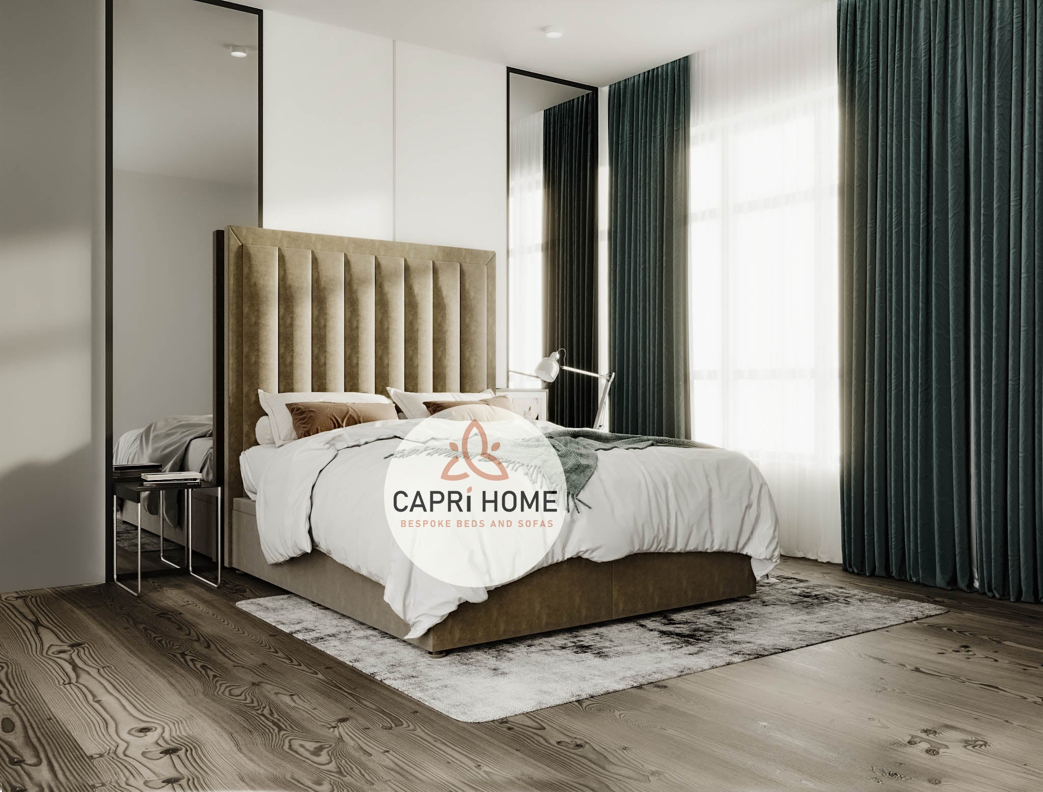 Glamour Stripe Panel Divan Ottoman Storage Bed - Capri Home